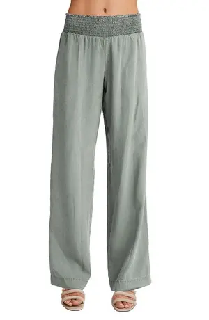 Bella Dahl Smocked Waist Wide Leg Pants - Olive Grov