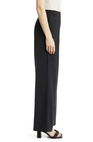 Bella Dahl Smocked Waist Wide Leg Pants - Vintage Black