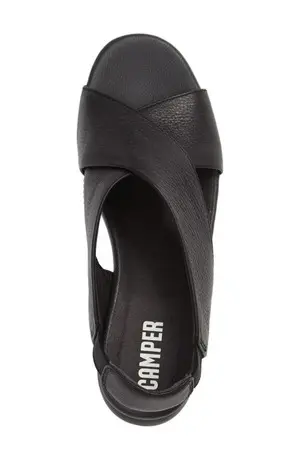 Camper Balloon Slingback Wedge Sandal - Black Leather