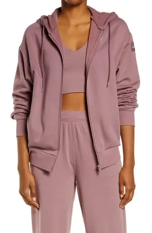 Alo Yoga Hype Full Zip Hoodie In Woodrose - 25% Off | Editorialist