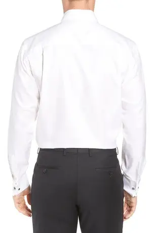 David Donahue French Cuff Tuxedo Shirt - White/white