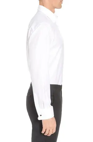 David Donahue French Cuff Tuxedo Shirt - White/white