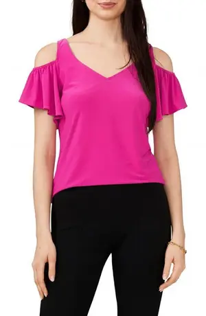 Chaus Cold Shoulder Top - Fiercely Fuchsia 686