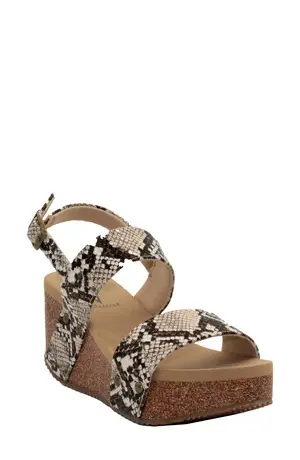 VOLATILE Platform Wedge Sandals - Natural Multi Faux Leather