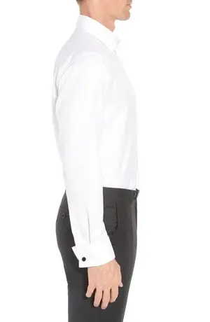 David Donahue Horizontal Twill Regular Fit Tuxedo Shirt
