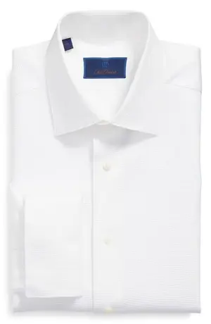 David Donahue Horizontal Twill Regular Fit Tuxedo Shirt