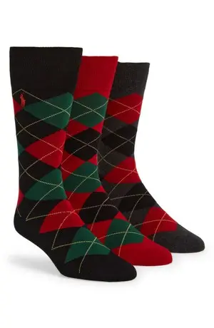 Polo Ralph Lauren Polo Ralph Lauren 3-Pack Argyle Crew Socks Bkgrn