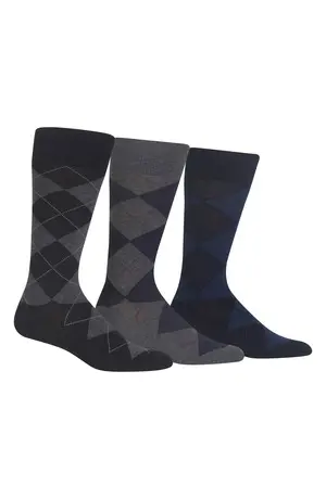 Polo Ralph Lauren Polo Ralph Lauren 3-Pack Argyle Crew Socks Black/ Charcoal Heather/ Navy