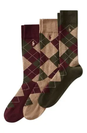 Polo Ralph Lauren Polo Ralph Lauren 3-Pack Argyle Crew Socks Olive