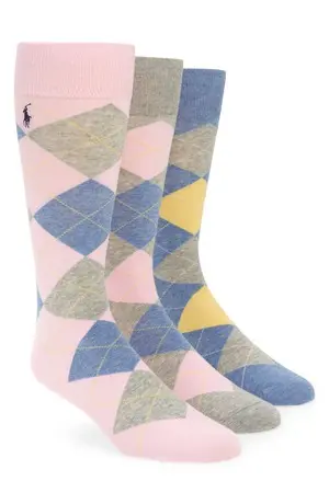 Polo Ralph Lauren Polo Ralph Lauren 3-Pack Argyle Crew Socks Soft Pink