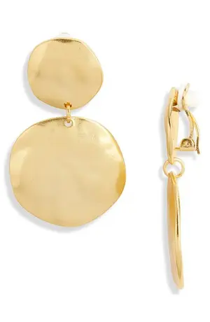 KARINE SULTAN Irregular Discs Clip-on Drop Earrings - Gold