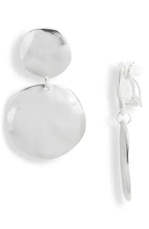 KARINE SULTAN Irregular Discs Clip-on Drop Earrings - Silver