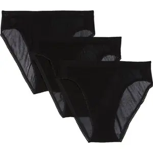 ON GOSSAMER 3-pack Mesh High Cut Briefs - Black