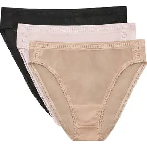 ON GOSSAMER 3-pack Mesh High Cut Briefs Blackchampagnemauvechalk