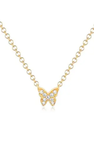 Ef Collection Diamond Butterfly Pendant Necklace
