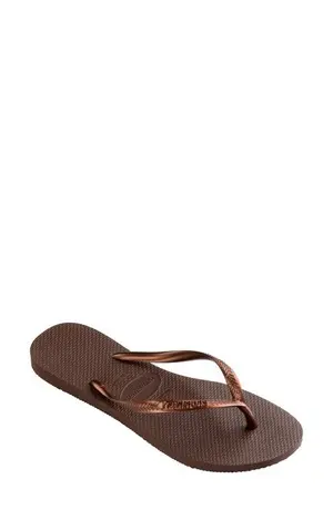 Havaianas Slim Flip Flop - Dark Brown Metallic