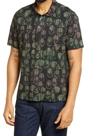 Bugatchi Skull Print Polo Shirt