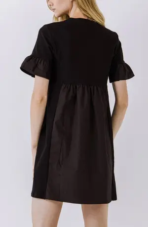 English Factory Solid Mini Dress - Black