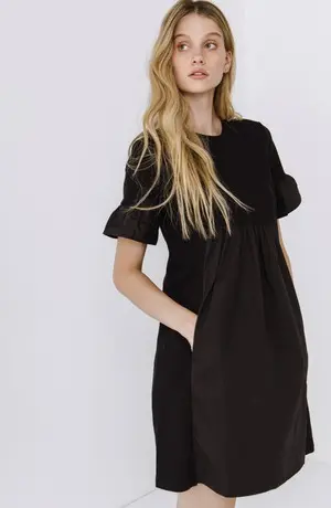 English Factory Solid Mini Dress - Black