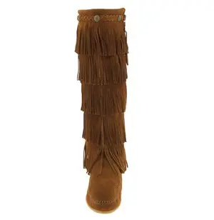 Minnetonka Five Layer Fringe Boots - Brown
