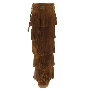 Minnetonka Five Layer Fringe Boots - Brown