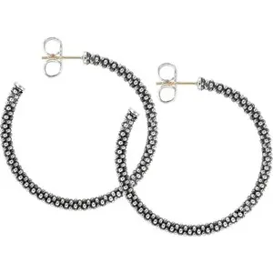 Lagos Medium Caviar Hoop Earrings - Sterling Silver