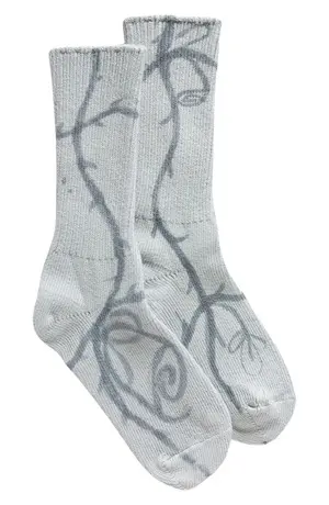Collina Strada Collina Strada Print Crew Socks Silver Roses