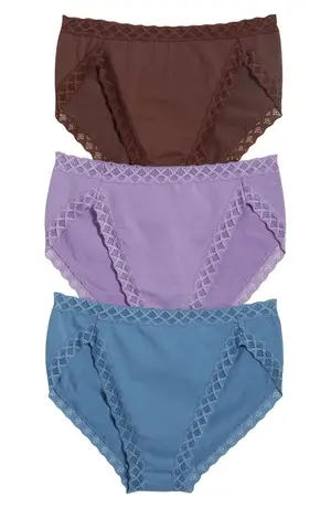 Natori Bliss 3-pack French Cut Briefs Blue/ Purple/ Java