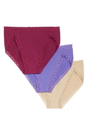 Natori Bliss 3-pack French Cut Briefs Cabernet/ Lavendar/ Cafe