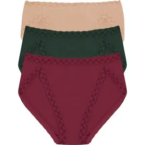 Natori Bliss 3-pack French Cut Briefs Dk Cherry/dk Forest/cafe