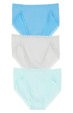 Natori Bliss 3-pack French Cut Briefs Grey/ Green/ Blue