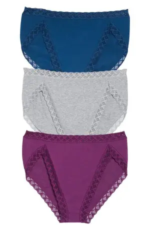 Natori Bliss 3-pack French Cut Briefs Jwl/ Gry/ Cr