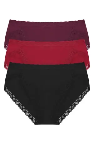 Natori Bliss 3-pack French Cut Briefs Red/ Purple/ Black
