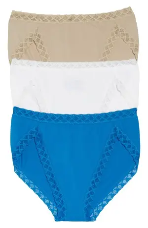 Natori Bliss 3-pack French Cut Briefs Sandcastle/ Blue/ White