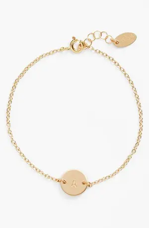 NASHELLE Nashelle Initial Mini Disc Bracelet 14k Gold Fill A