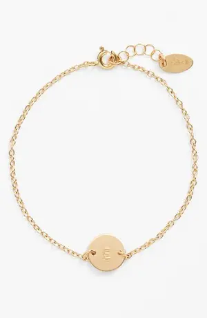 NASHELLE Nashelle Initial Mini Disc Bracelet 14k Gold Fill E