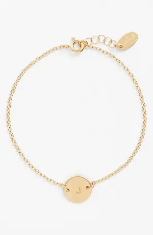 NASHELLE Nashelle Initial Mini Disc Bracelet 14k Gold Fill J