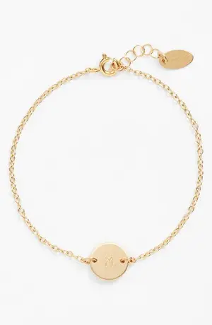 NASHELLE Nashelle Initial Mini Disc Bracelet 14k Gold Fill M
