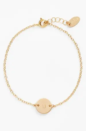 NASHELLE Initial Mini Disc Bracelet - 14k Gold Fill U