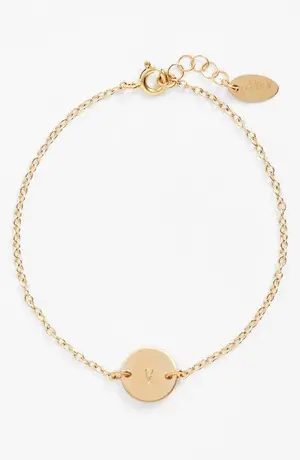NASHELLE Initial Mini Disc Bracelet - 14k Gold Fill V