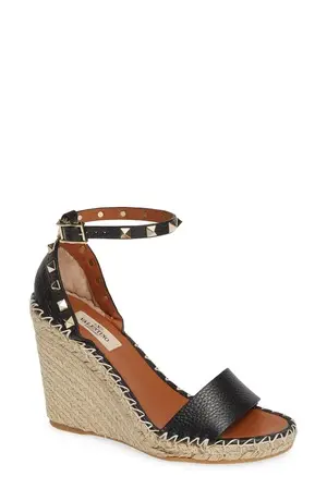 Valentino Garavani Rockstud Espadrille Wedge Nero
