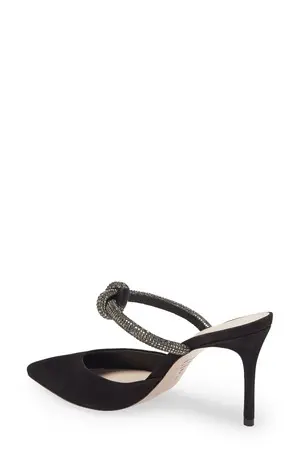 Schutz Pearl Pointed Toe Mule With Crystal Embellishments