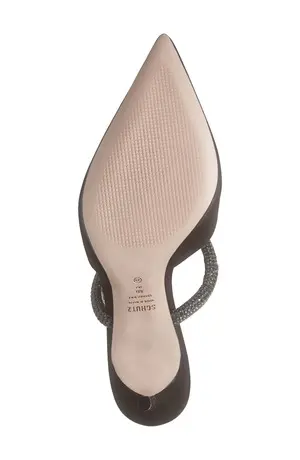Schutz Pearl Pointed Toe Mule With Crystal Embellishments
