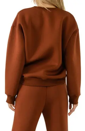 GREY LAB Relaxed Fit Crewneck Sweatshirt - Brown