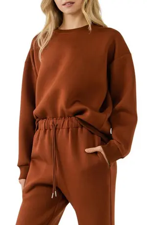 GREY LAB Relaxed Fit Crewneck Sweatshirt - Brown