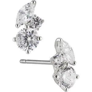 Nadri Prima Stud Earrings - Rhodium