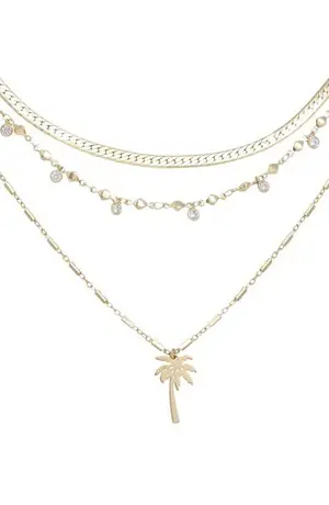 Ettika Palm Pendant Multistrand Necklace - Gold