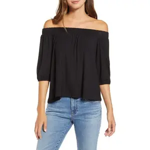 Loveappella Off-the-shoulder Top - Blk