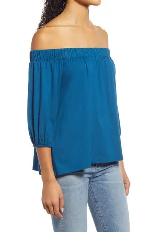 Loveappella Off-the-shoulder Top - Teal