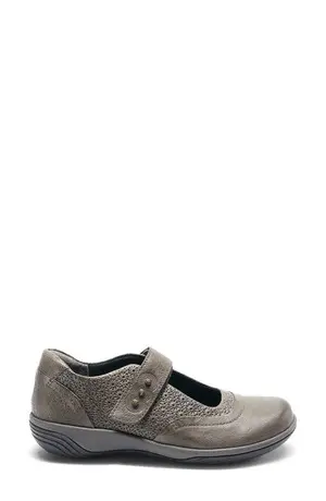 HALSA FOOTWEAR Embossed Mary Jane - Dark Grey Leather
